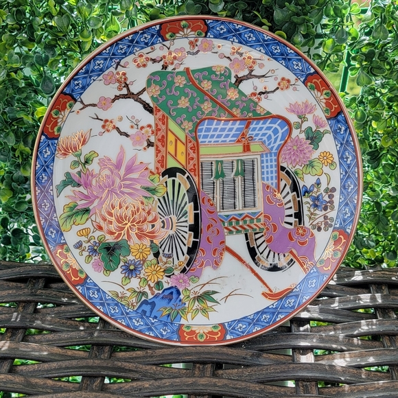 Art | Vintage Artmark Japanese Porcelain Plate With Cart And Floral ...